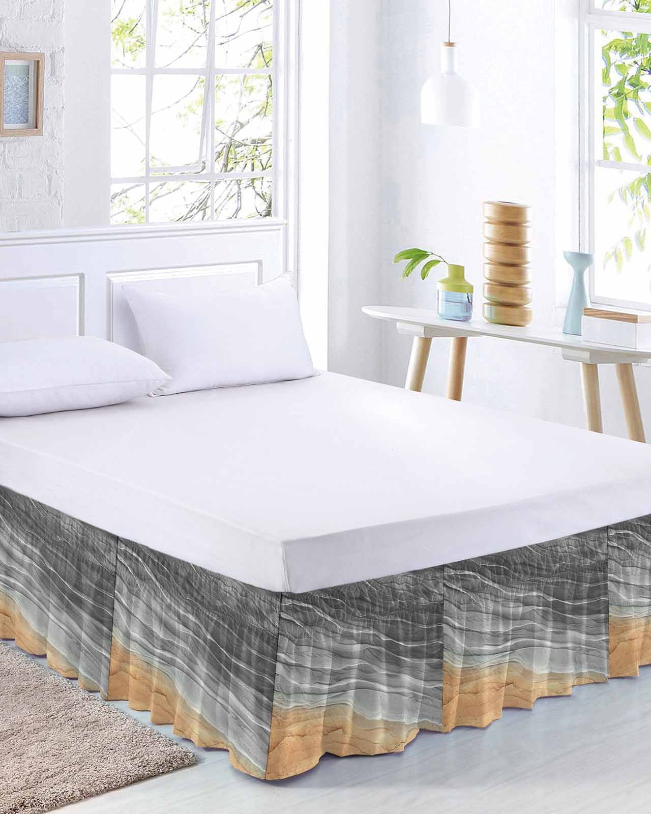 Abstract Grey Bed Skirt California King Size 18 Inch Drop, Ocean Beach ...