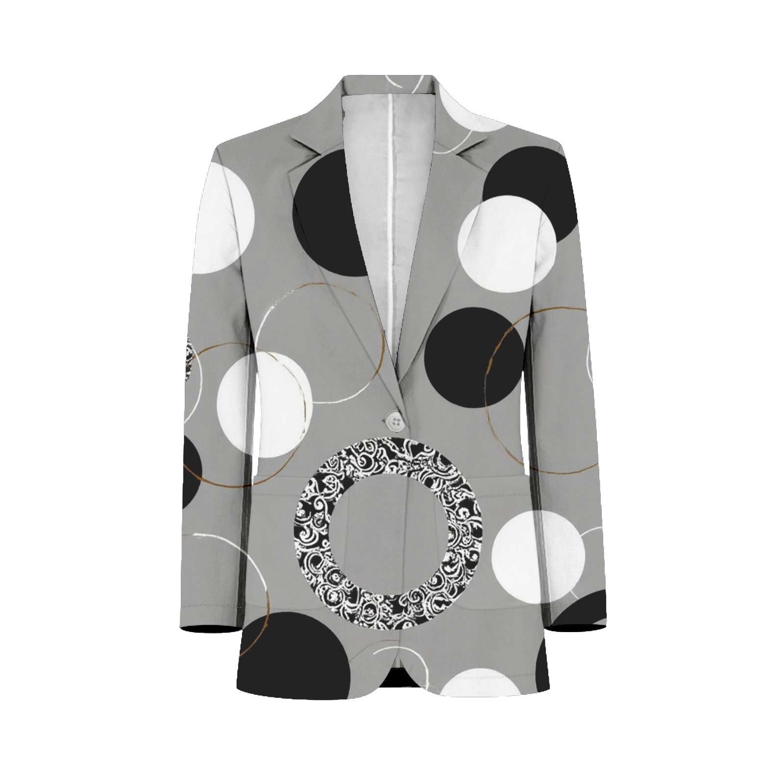 Abstract Grey Circle Pattern Men's Suit Blazer Casual Party Wear Slim ...