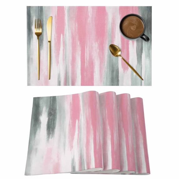 Abstract Grey Cotton Linen Placemats Set of 4, Pink Mottled Gradient ...