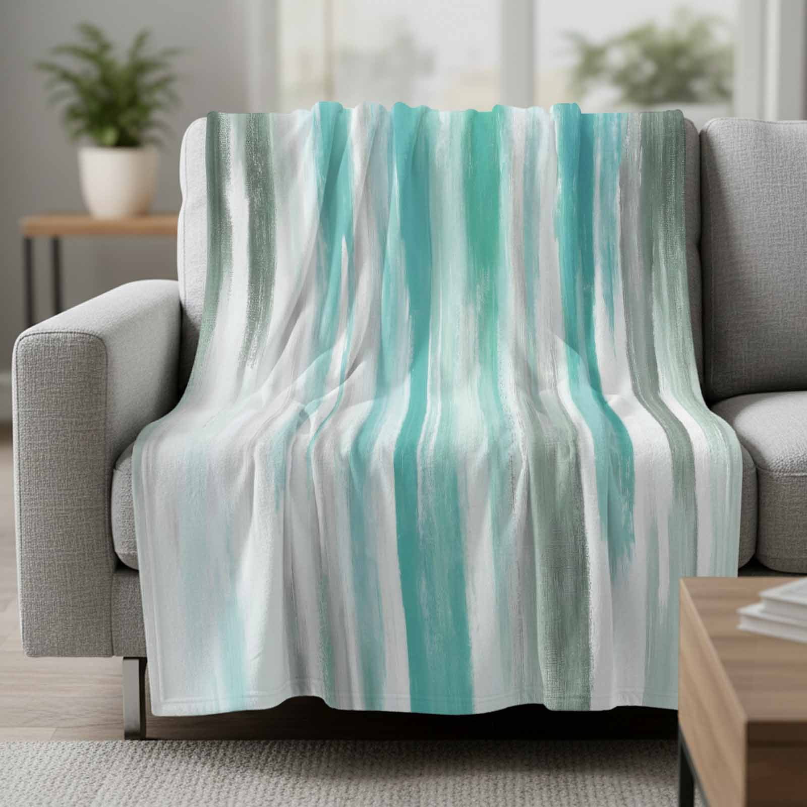 Abstract Grey Fleece Throw Blanket Teal Green Mottled Gradient Texture ...