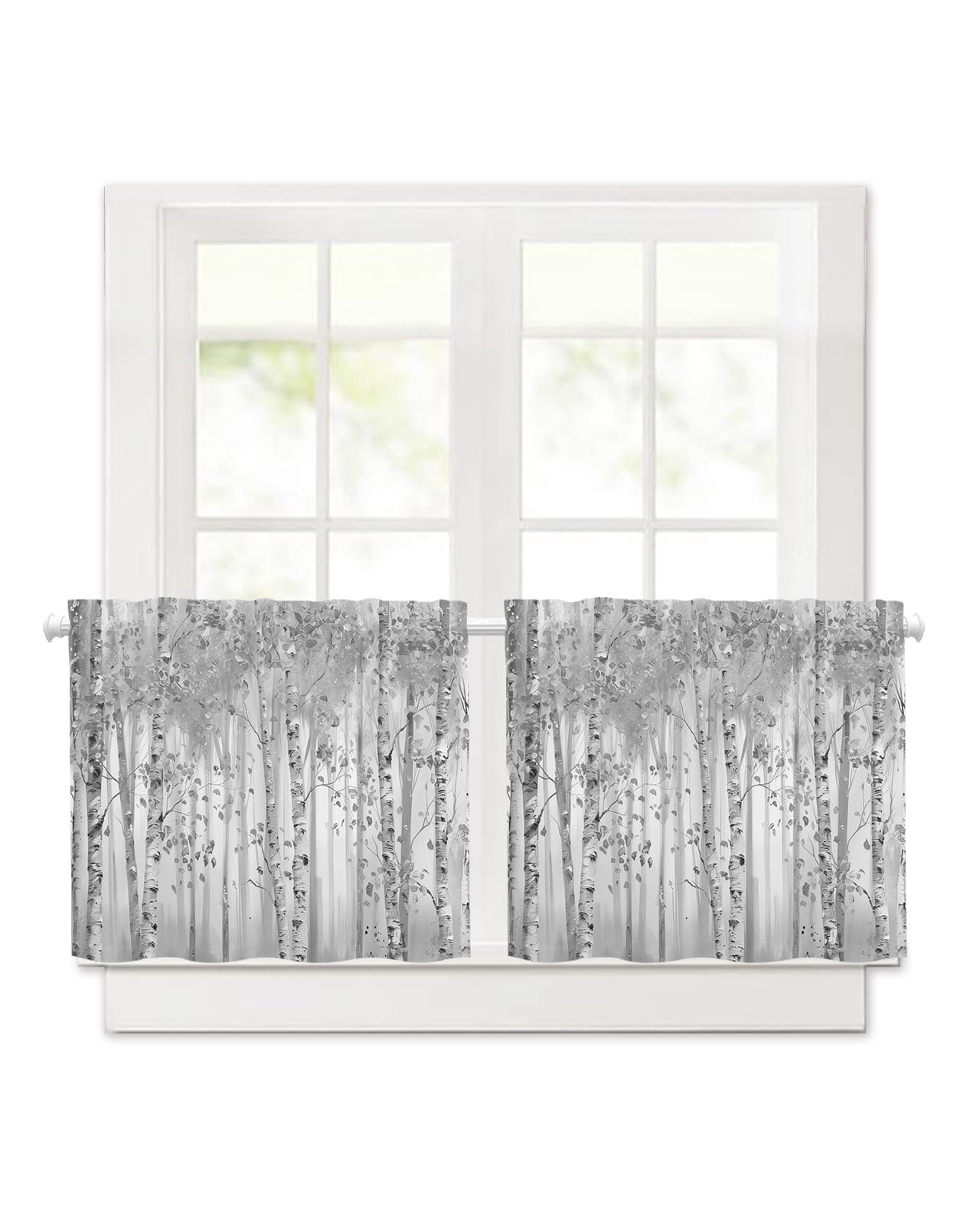 Abstract Grey Forest Landscape Short Blackout Curtains 30 Inch Long ...