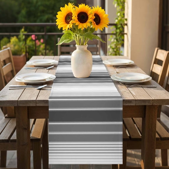 Abstract Grey Gradient Stripe Table Runner 90 Inch Long Watercolor ...