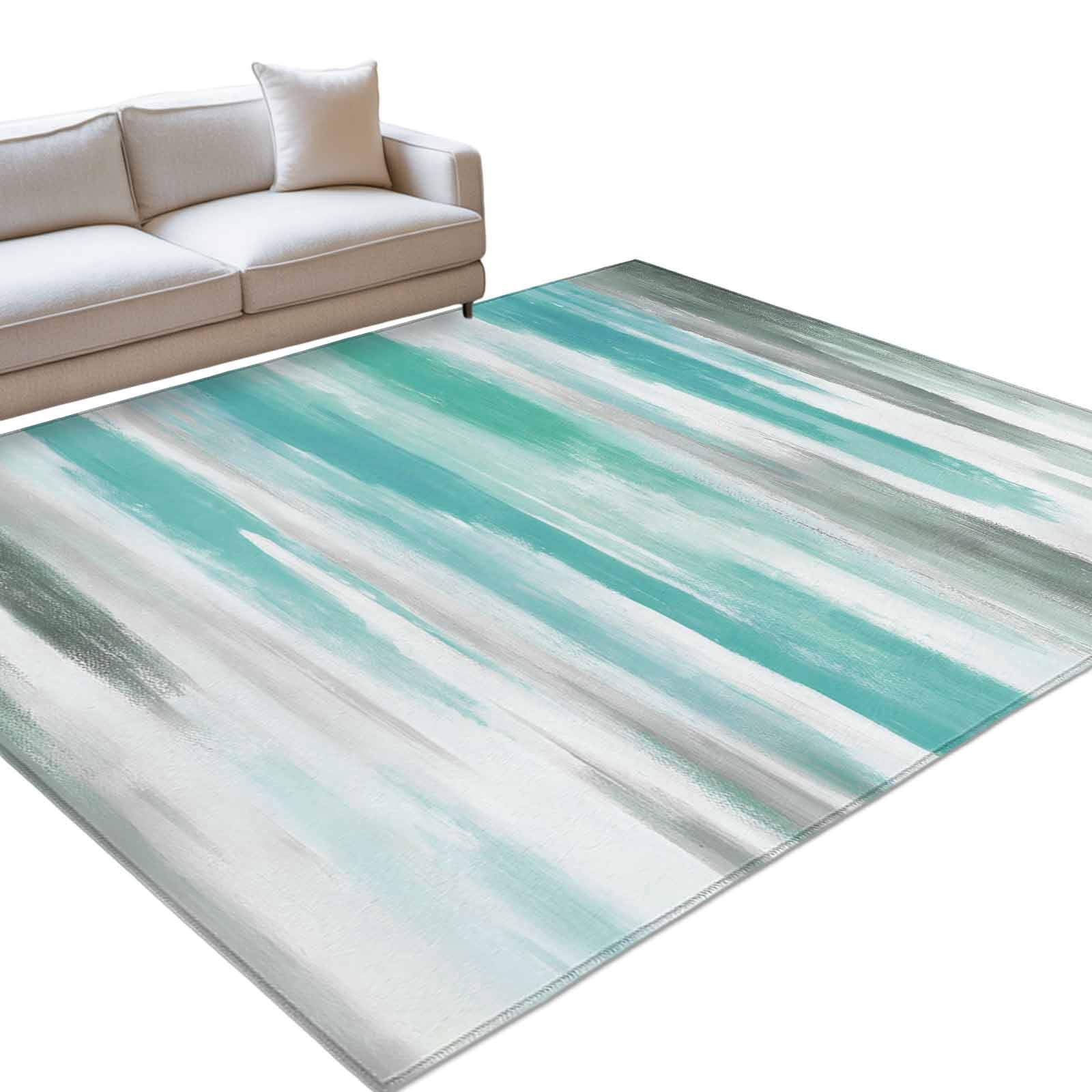 Abstract Grey Large Area Rugs 6x9ft Teal Green Mottled Gradient Texture ...