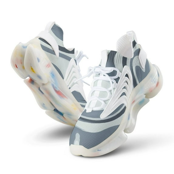 Abstract Grey Marble Swirls Design Walking Shoes for Men Woman ...