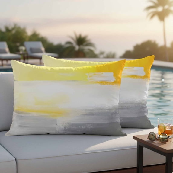 Abstract Grey Outdoor Waterproof Throw Pillow Covers Set of 2, 20"x12 ...