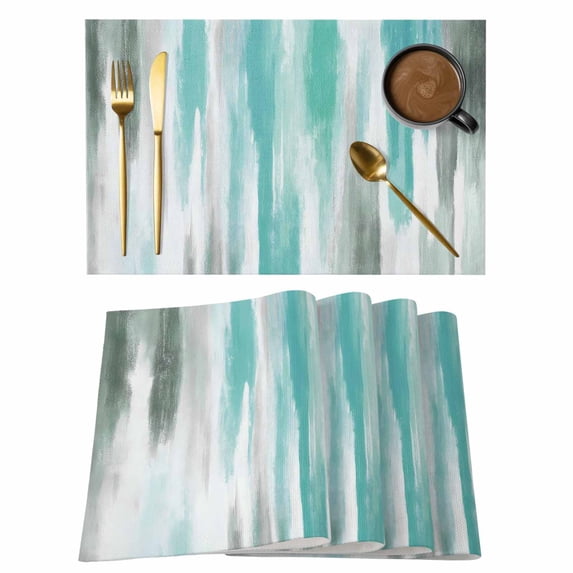 Abstract Grey Placemats Set of 8, Green Mottled Gradient Texture ...