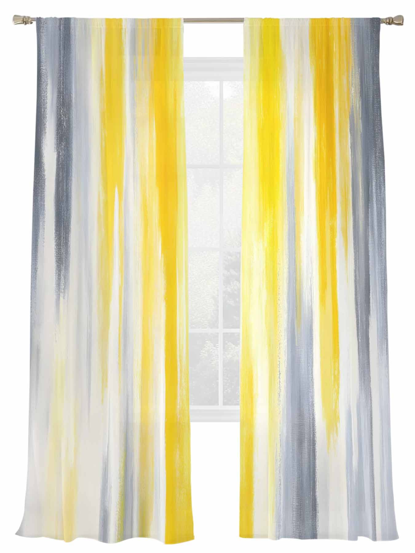 Abstract Grey Sheer Curtains for Living Room Bedroom, Light-filtering ...