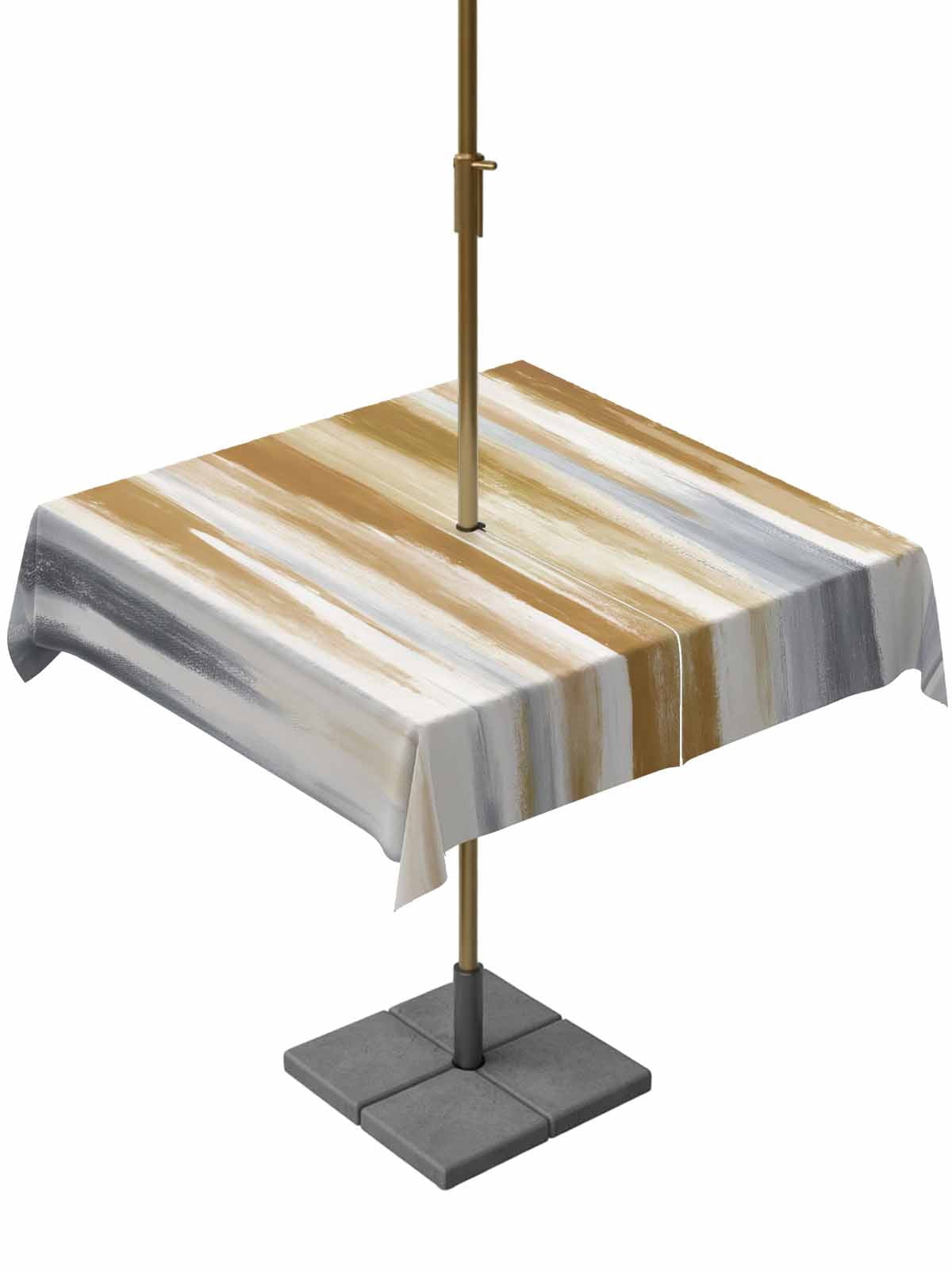 Abstract Grey Square Outdoor Tablecloth with Umbrella Hole Brown ...