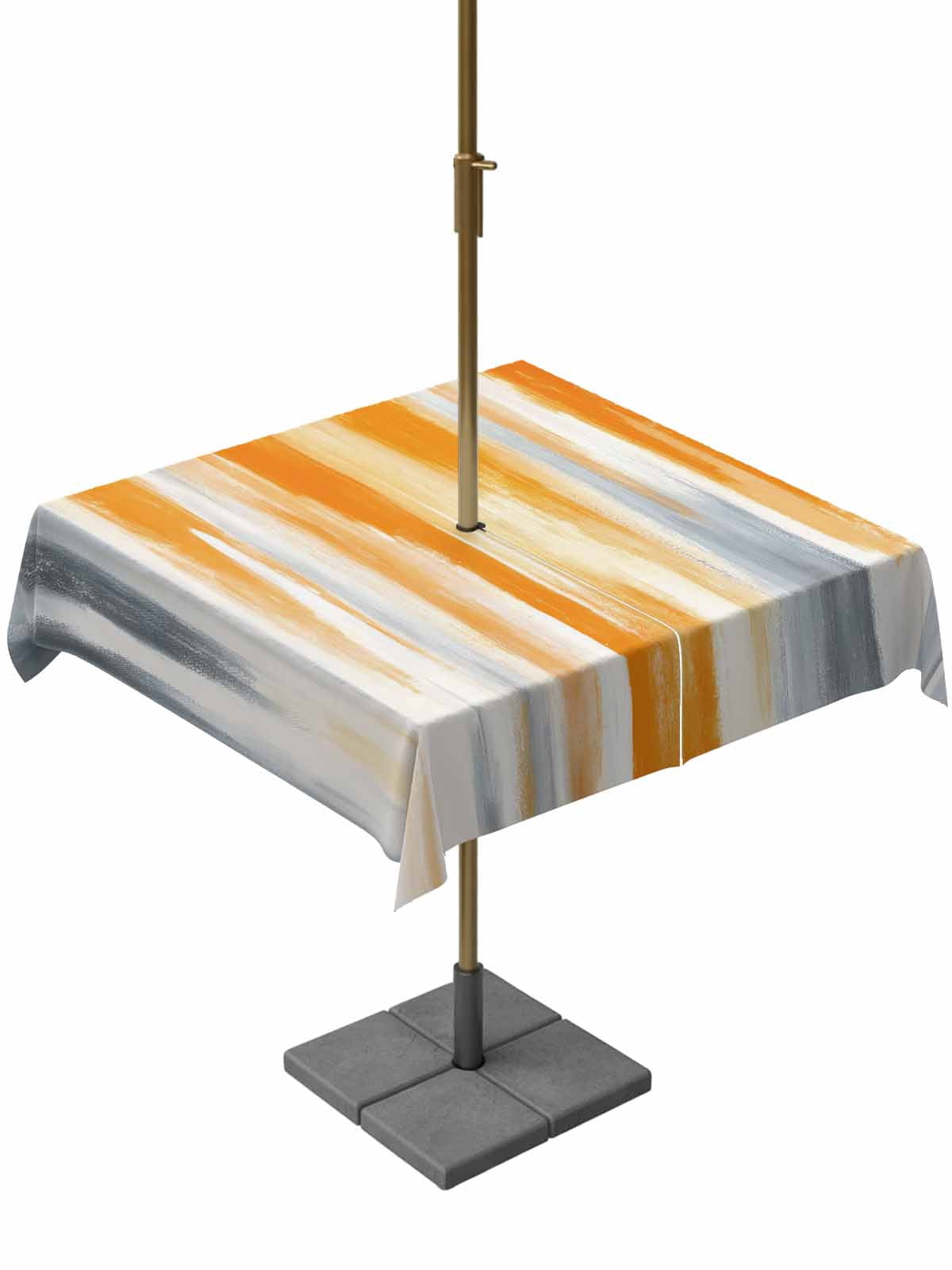 Abstract Grey Square Outdoor Tablecloth with Umbrella Hole Orange ...