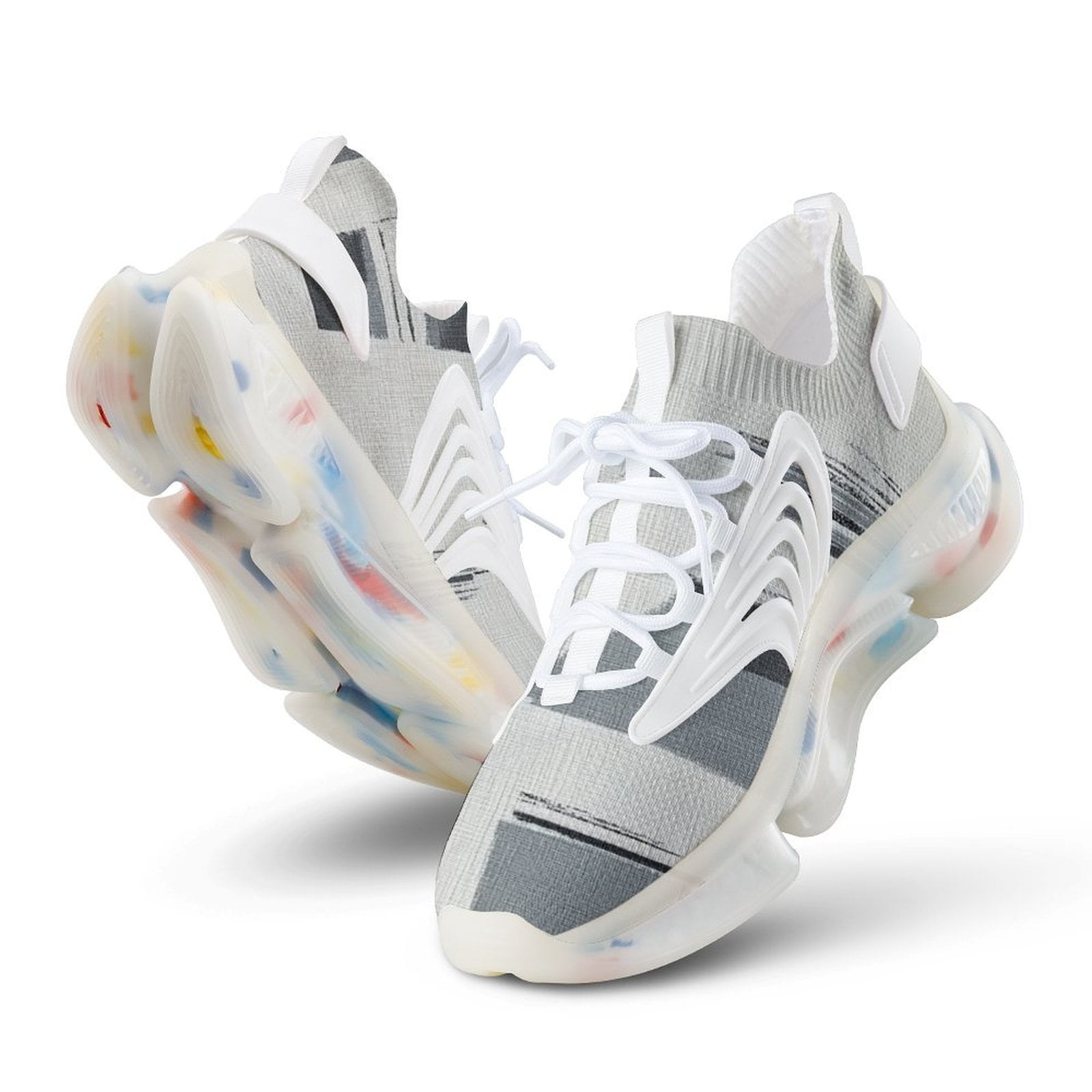 Abstract Grey Textile Design Walking Shoes for Men Woman Lightweight ...