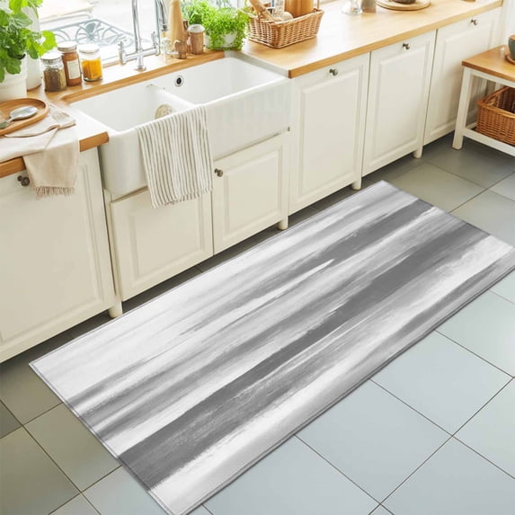 Abstract Grey Texture Pattern Rectangle Rug 2'x6' Vintage Striped ...
