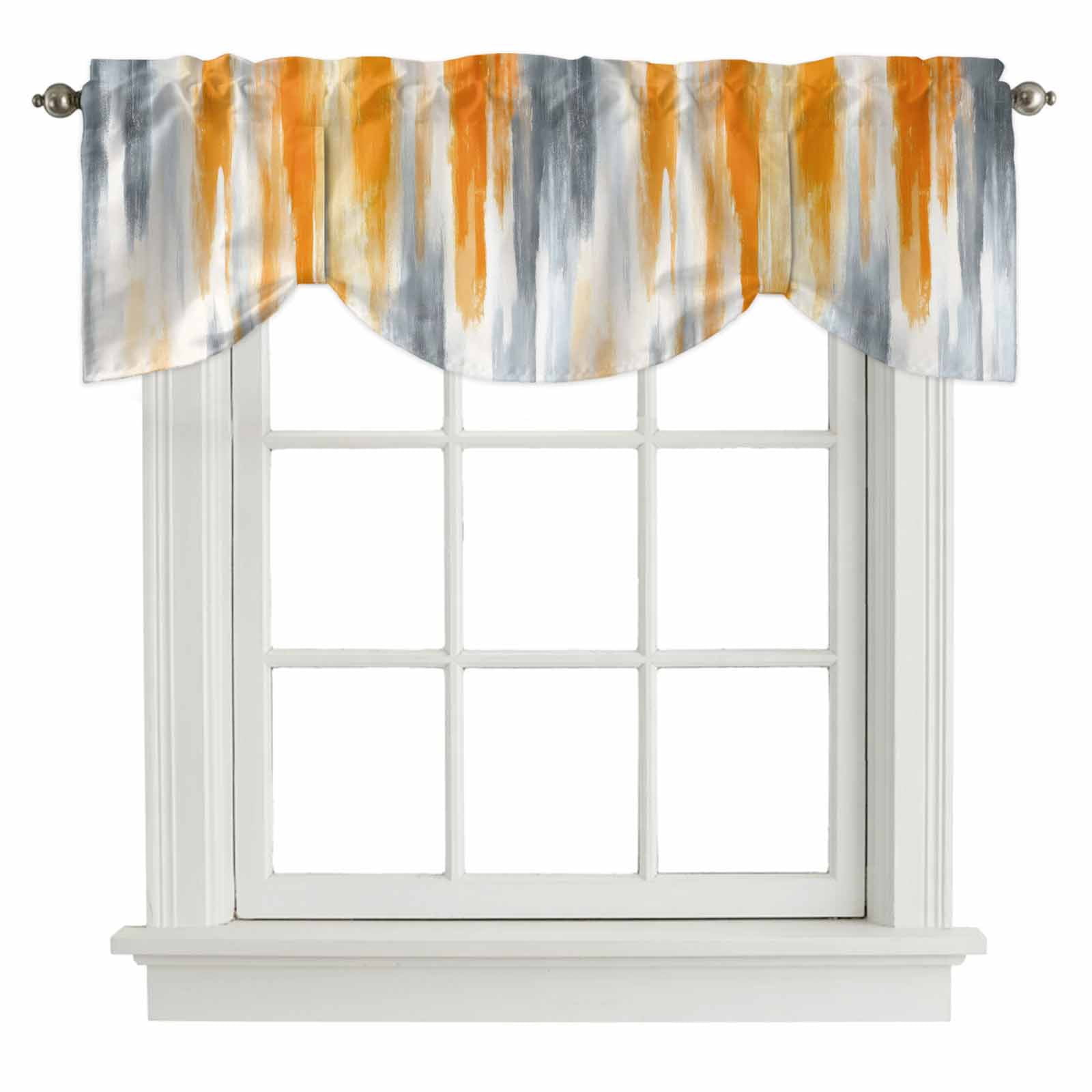 Abstract Grey Tie Up Valance Curtains Orange Mottled Gradient Texture ...