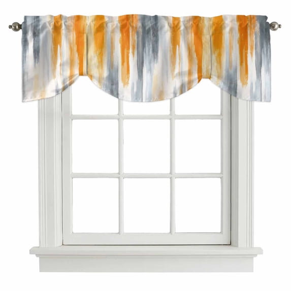 Abstract Grey Tie Up Valance Curtains Orange Mottled Gradient Texture ...