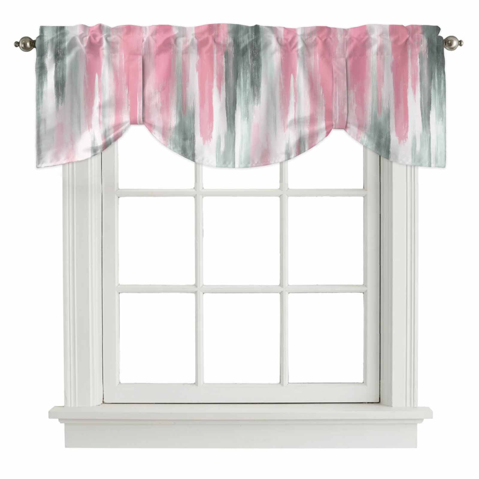 Abstract Grey Tie Up Valance Curtains Pink Mottled Gradient Texture ...