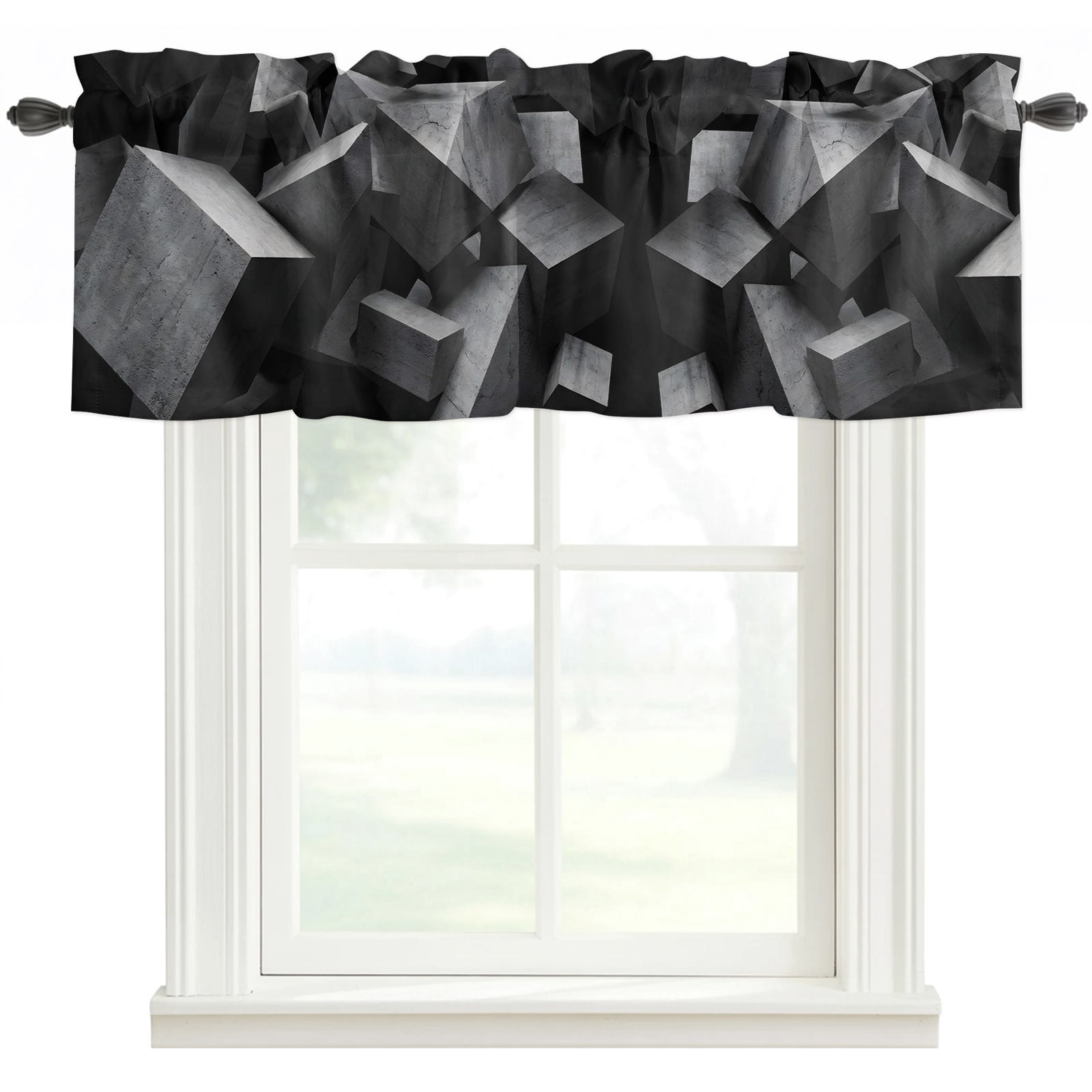 Abstract Grey Valances for Windows Farmhouse Kitchen Curtains Valances ...