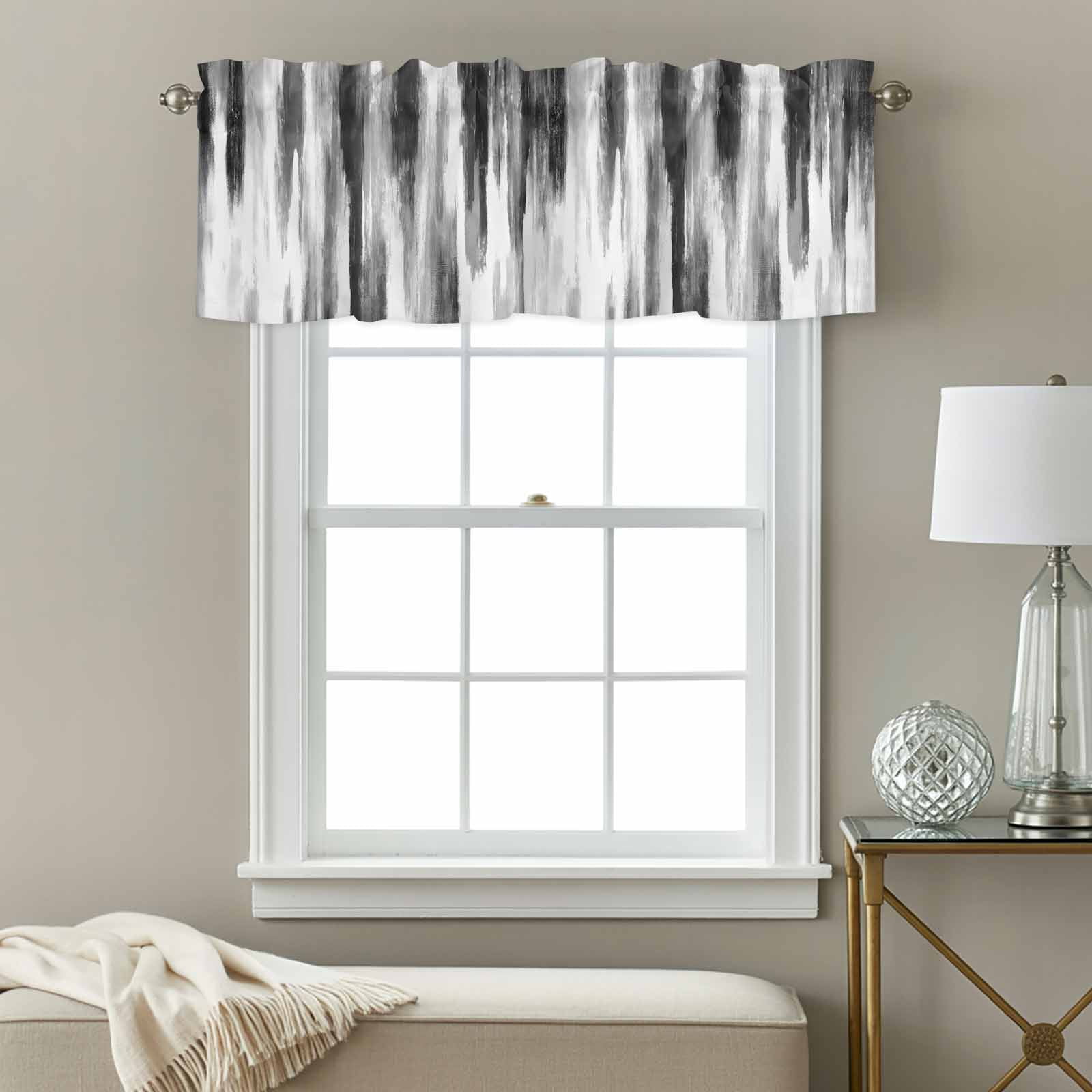 Abstract Grey Window Valance for Kitchen, Black Mottled Gradient ...