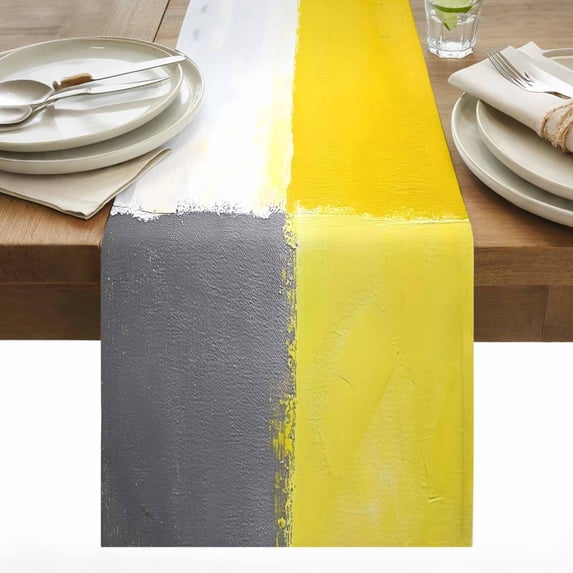 Abstract Grey Yellow Graffiti Table Runner 13x48 inch Watercolor Street ...