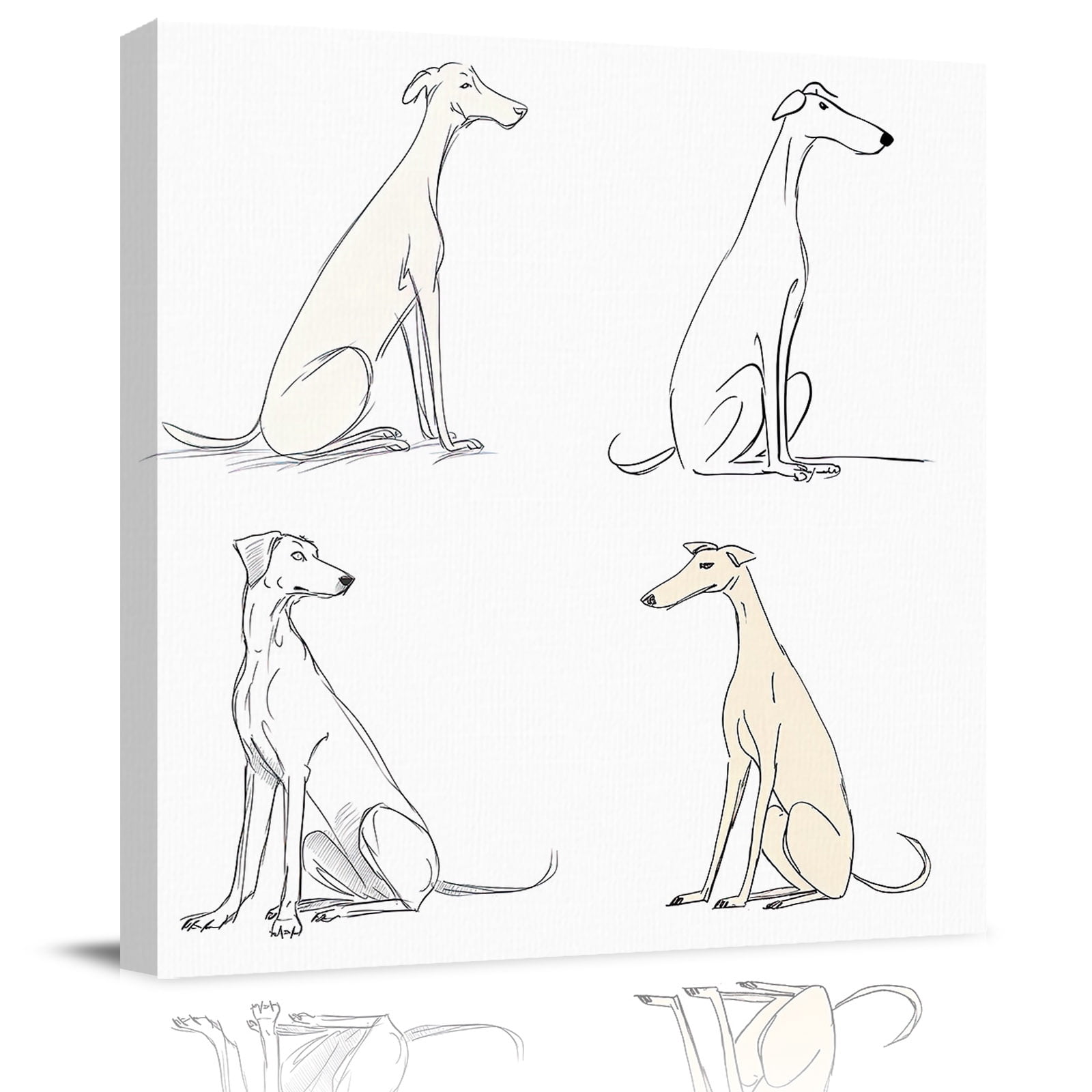 Abstract Greyhound Dog Sketch Canvas Artwork Painting Art, Animal Line ...