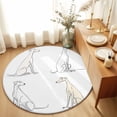 Abstract Greyhound Dog Sketch Round Rug 3ft Animal Line Art on White ...