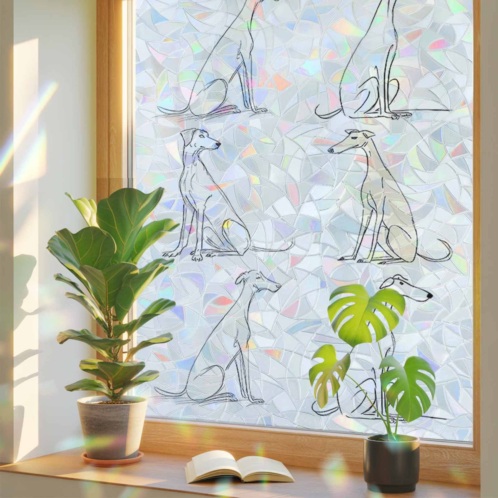 Abstract Greyhound Dog Sketch Window Privacy Film, Rainbow Film ...