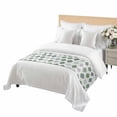Abstract Grid Bed Runner King Size Boho Green Grey Geometric Medieval ...