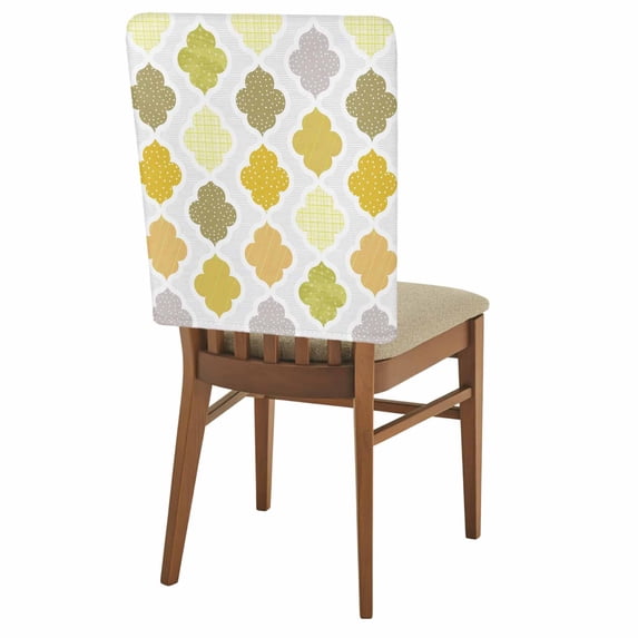 Abstract Grid Chair Back Covers Set of 1, Boho Yellow Grey Green ...
