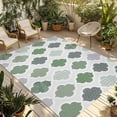 Abstract Grid Outdoor Rug, Boho Green Grey Geometric Medieval Plaid Non ...