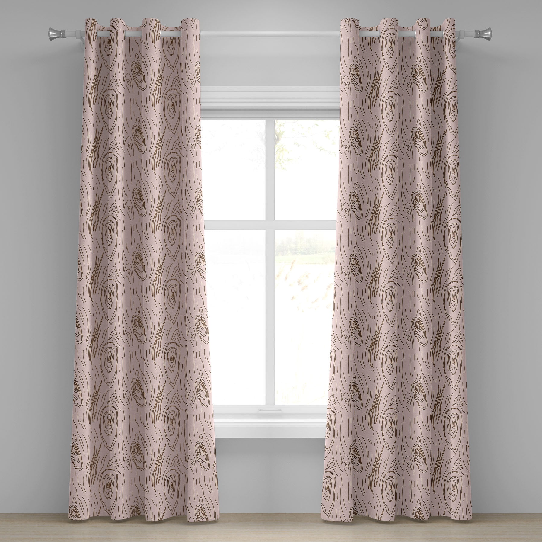 Abstract Grommet Curtain, Oversimplified Linear Artwork Like Tree Ring ...