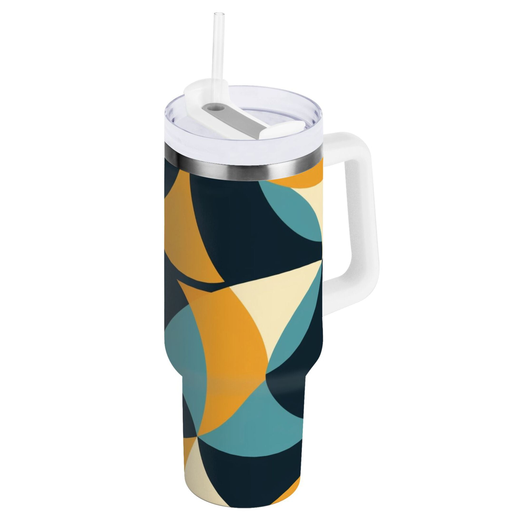 Abstract Groovy Overlapping Circles 40 oz Tumbler with Handle and Straw ...