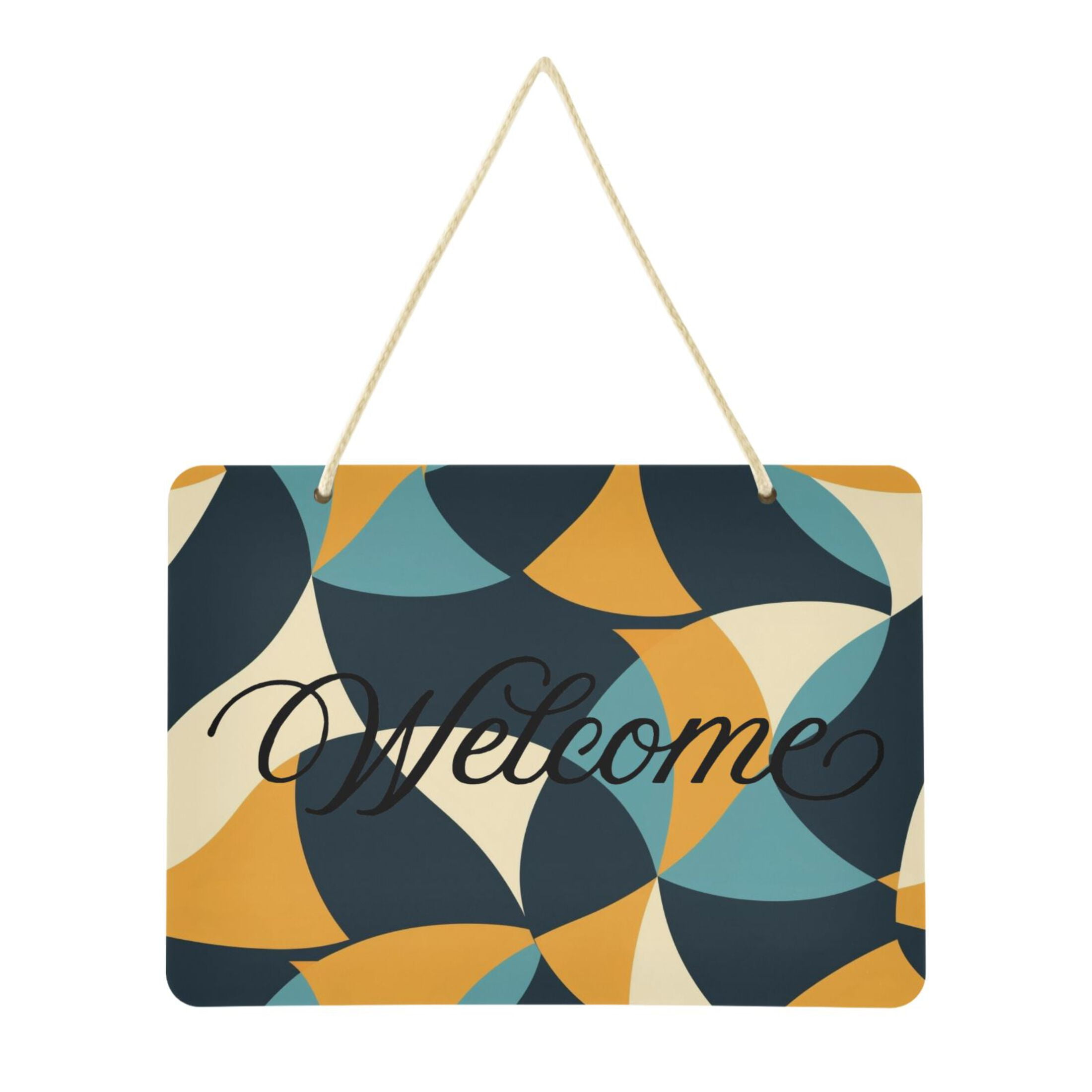 Abstract Groovy Overlapping Circles Welcome Sign Front Door PVC 14x10 ...