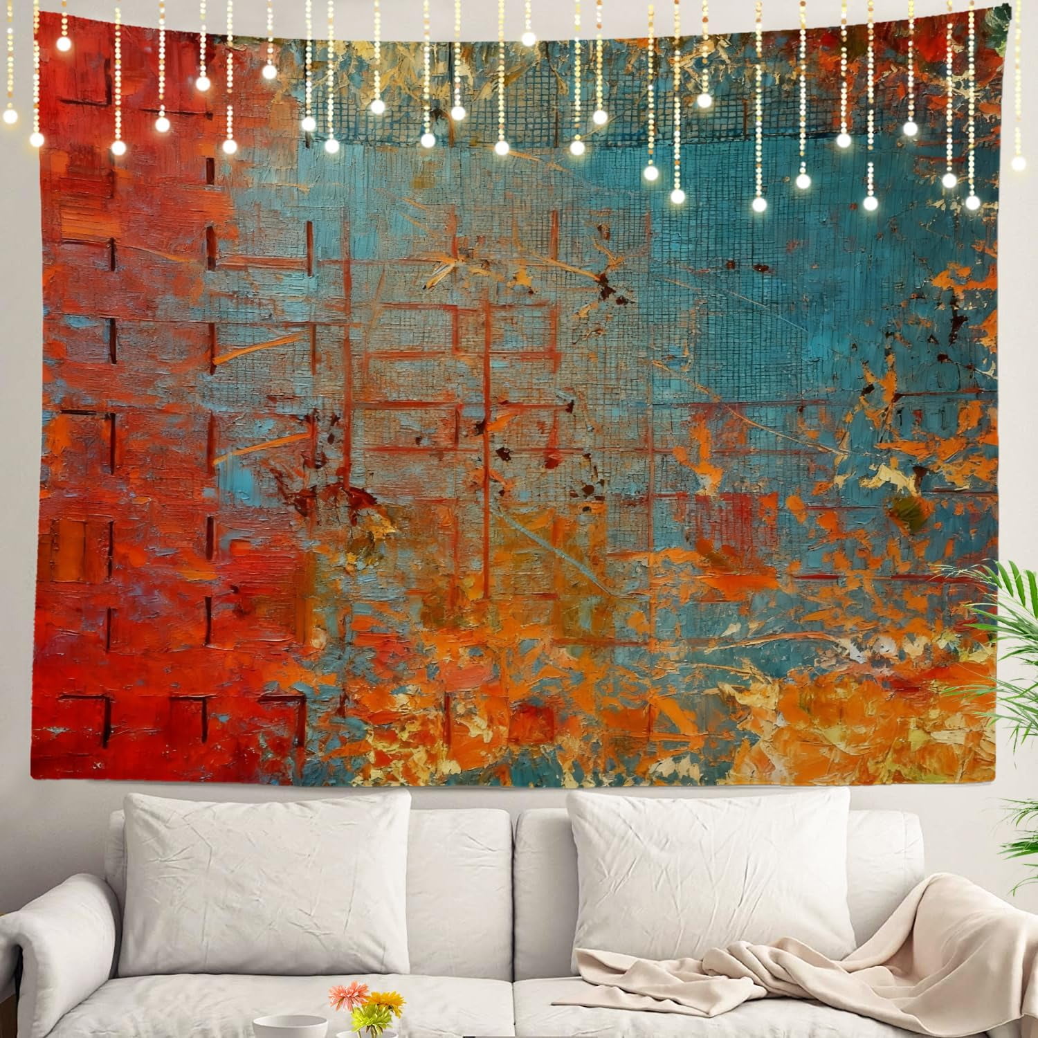 Abstract Grunge Color Wall Tapestry Solid Pink Hanging Polyester Fiber ...
