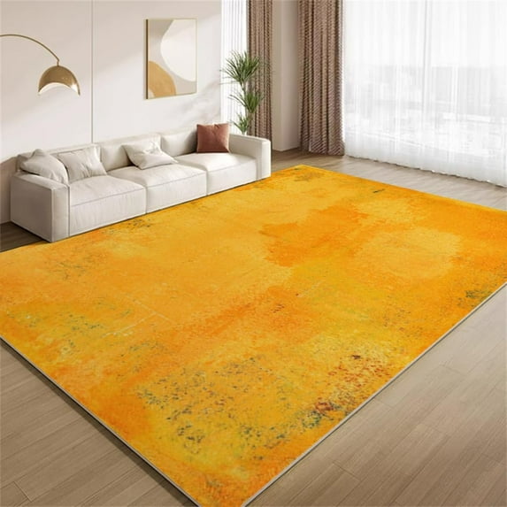 Abstract Grunge Yellow Area Rugs, Vintage Funky Texture Entryway Carpet ...