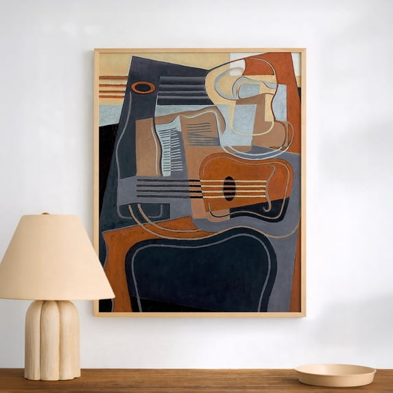 Abstract Guitar Cubist Music Artwork Modern Neutral Geometric ...