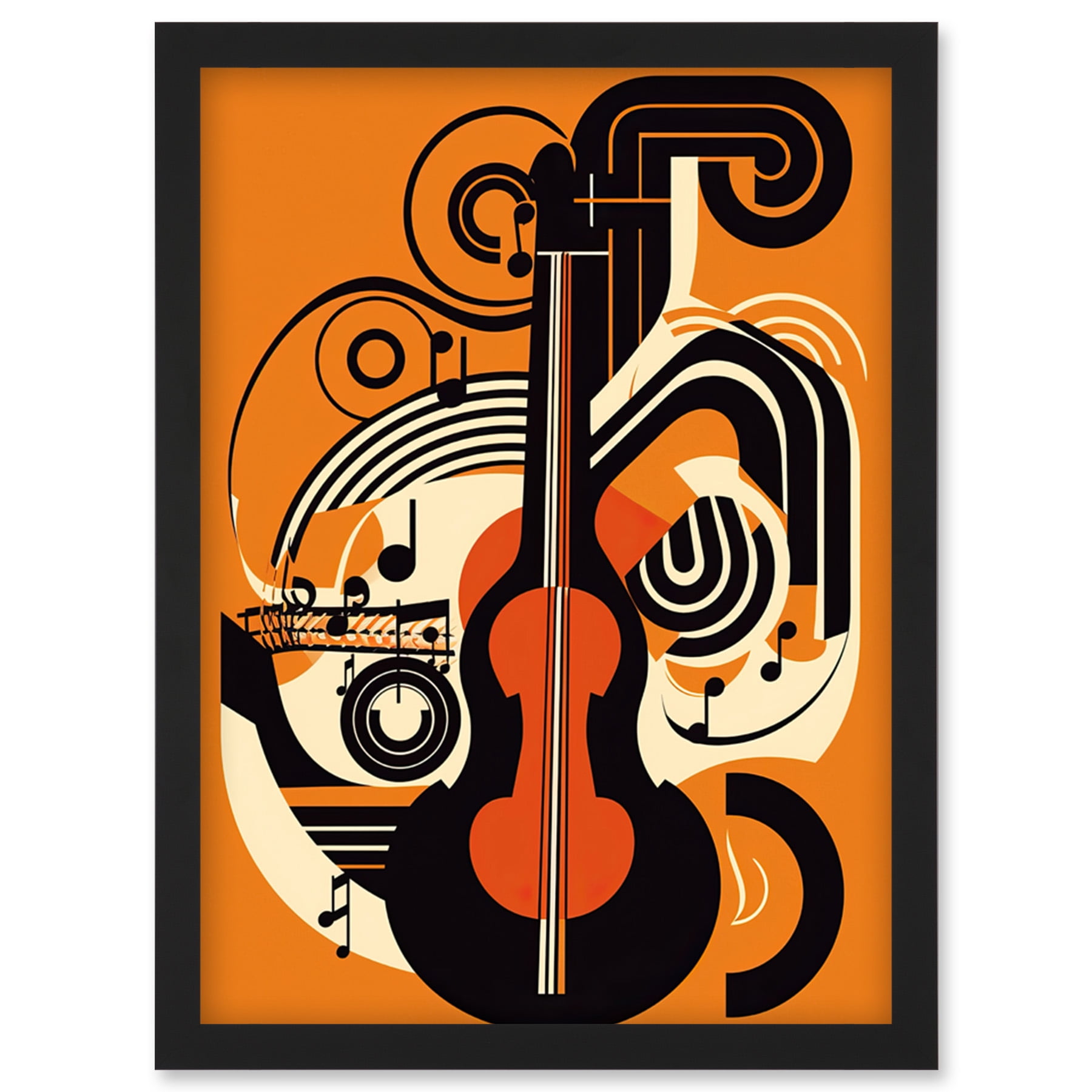 Abstract Guitar Graphic Music Poster Illustration Artwork Framed Wall ...