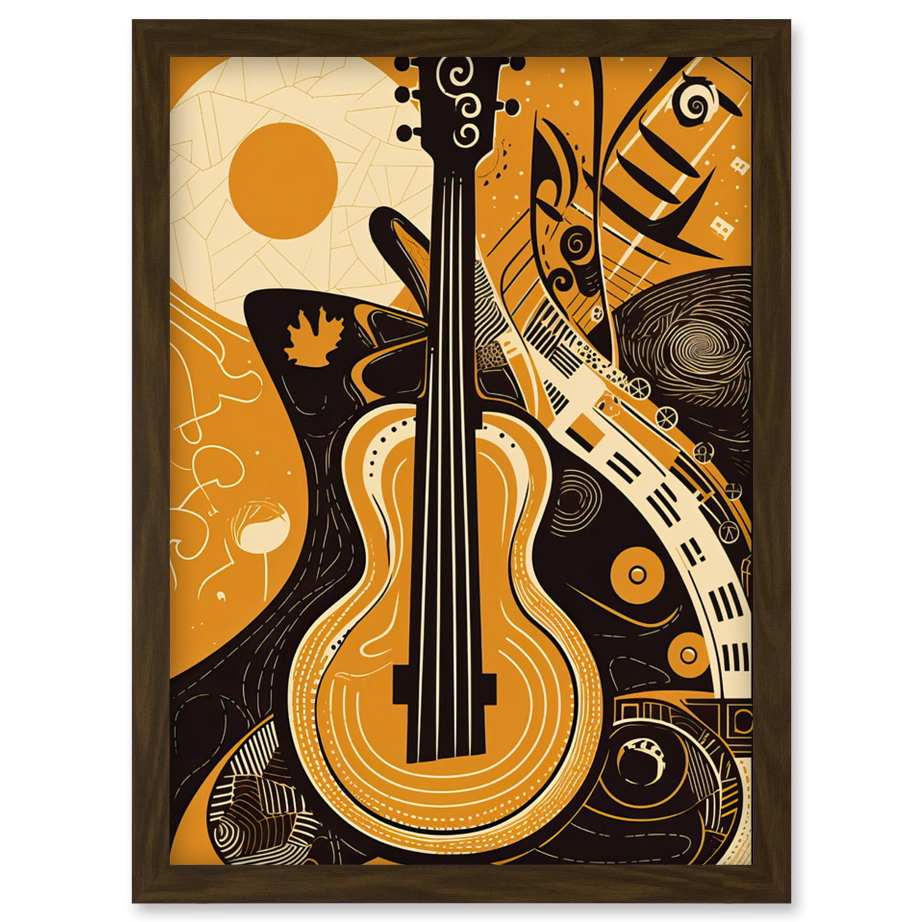 Abstract Guitar Music Poster Graphic Illustration Artwork Framed Wall ...