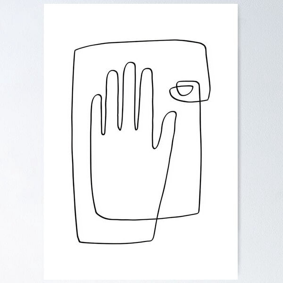 Abstract Half Hidden Face - One Line Art Poster Wall Art, Modern Wall ...