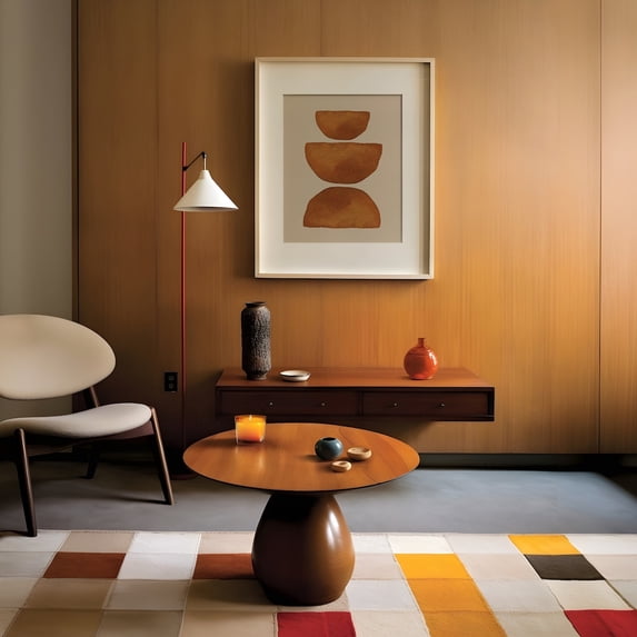 Abstract Half Moon Semi Circle Burnt Orange Geometric Decor, Unframed ...
