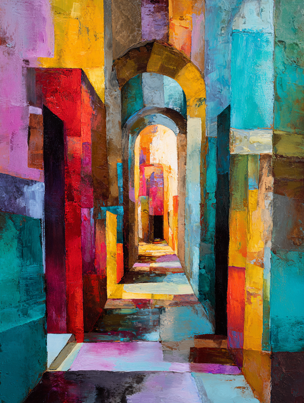 Abstract Hallway Oil Painting Canvas Wall Art, Decor for Living Room ...