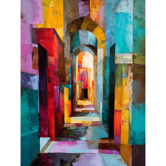 Abstract Hallway Oil Painting Canvas Wall Art, Decor for Living Room ...