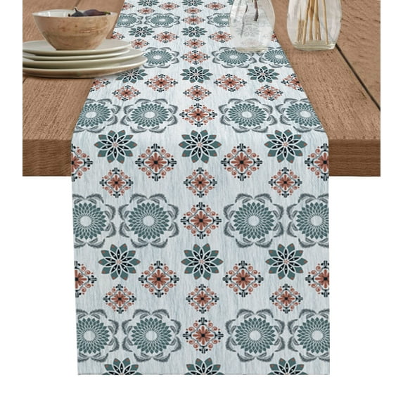 Abstract Hand-Painted Dots On Flowers Table Runner ration Home r Dinner ...