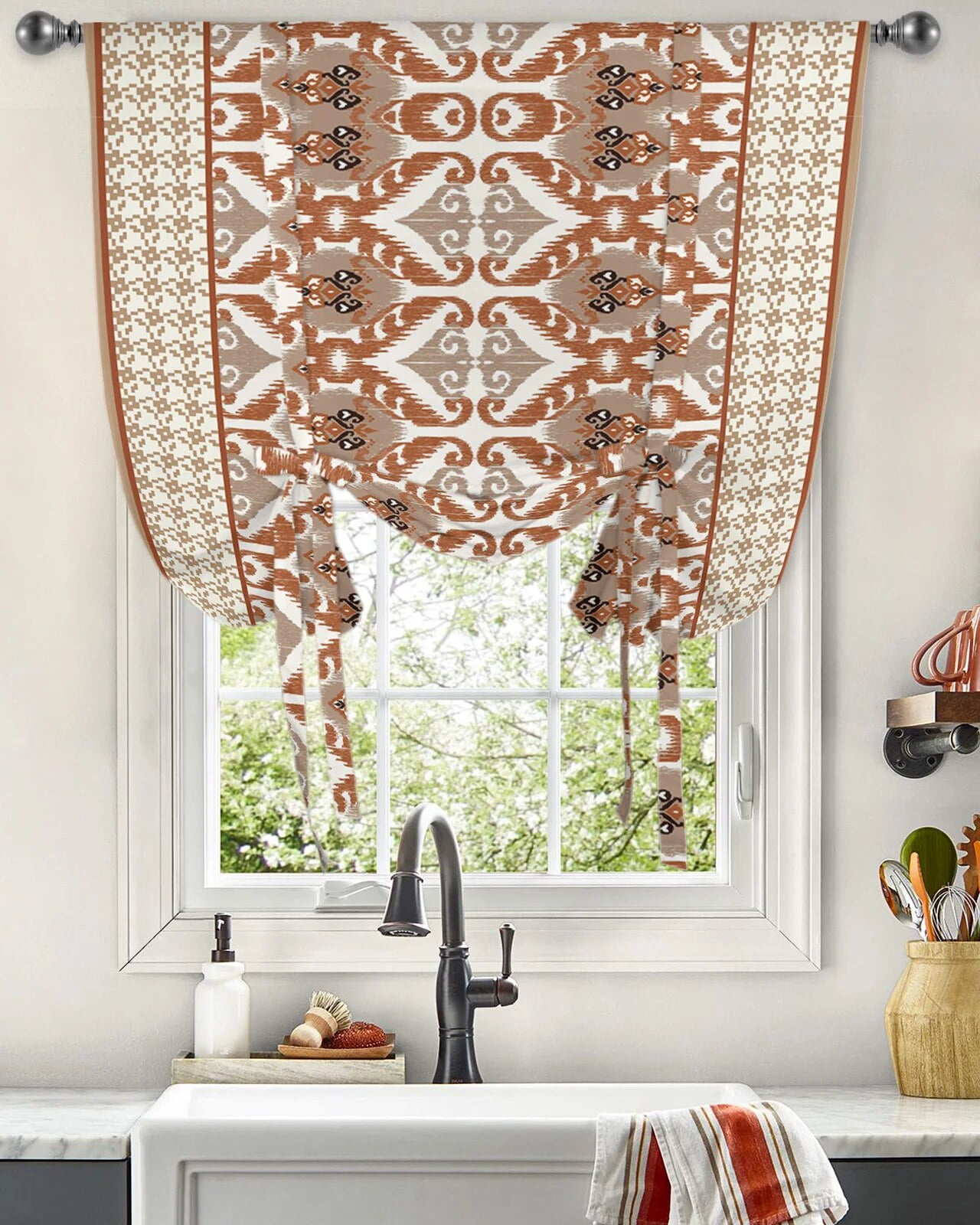 Abstract Hand-Painted Line Pattern Window Curtain for Living Room ...