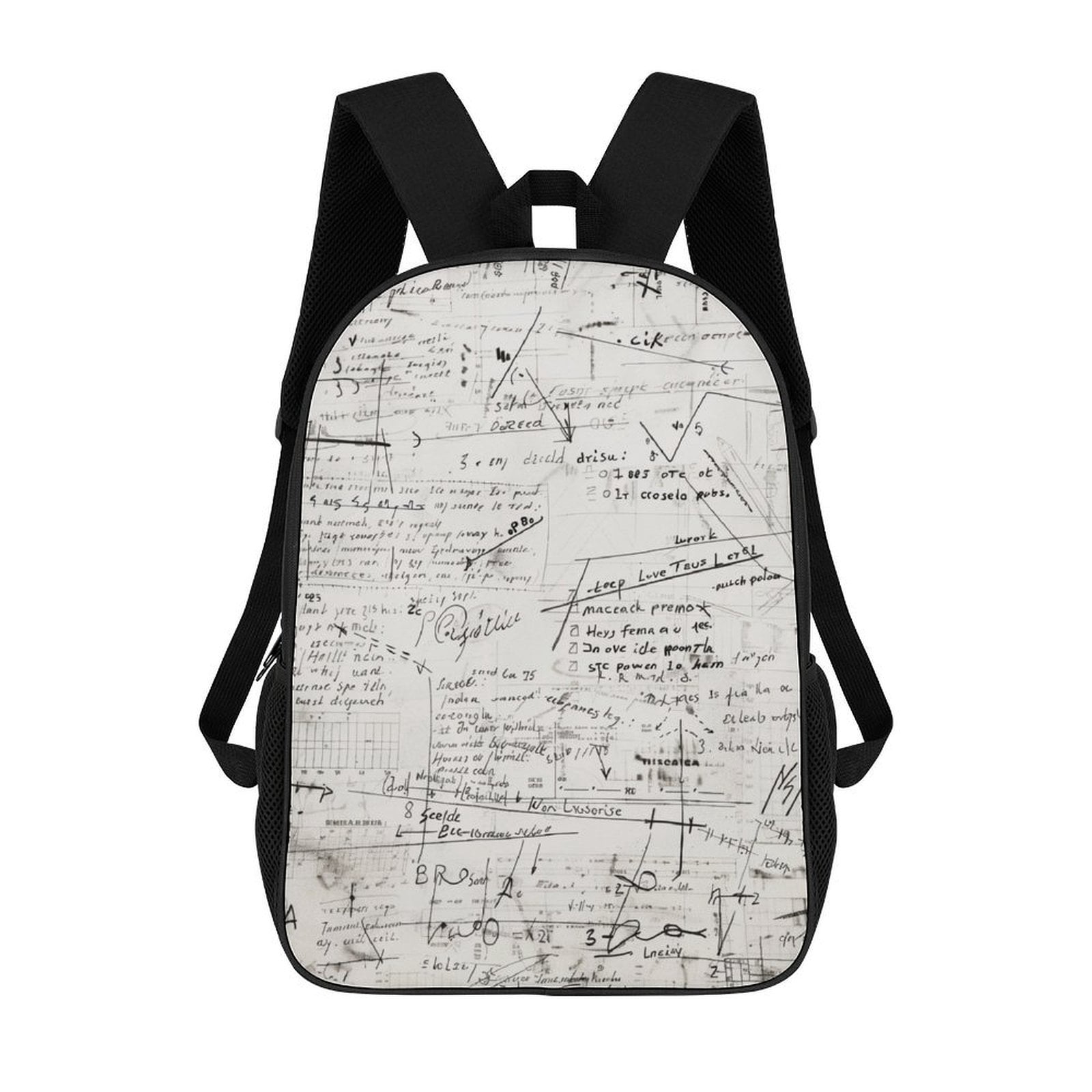 Abstract Handwritten Notes Backpack 17 Inch Laptop Bag Large Capacity ...
