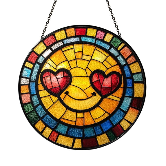 Abstract Happy Face Glass Style Window Hanging - Walmart.com