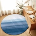 Abstract Haze Blue Gradient Round Rug 3ft Modern Minimalist Art Linen ...
