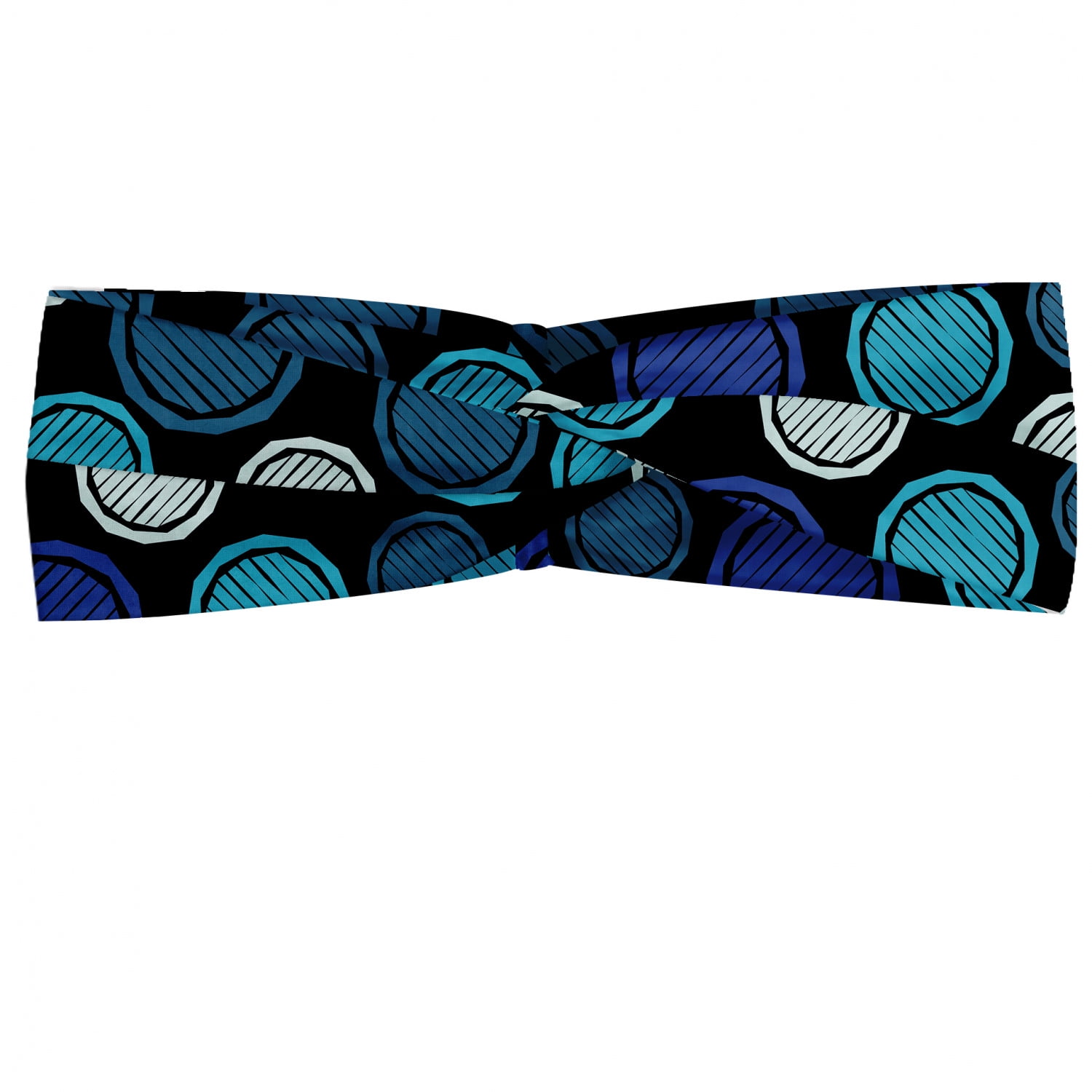 Abstract Headband, Blue Color Palette Polka Dots Circular Shapes with ...