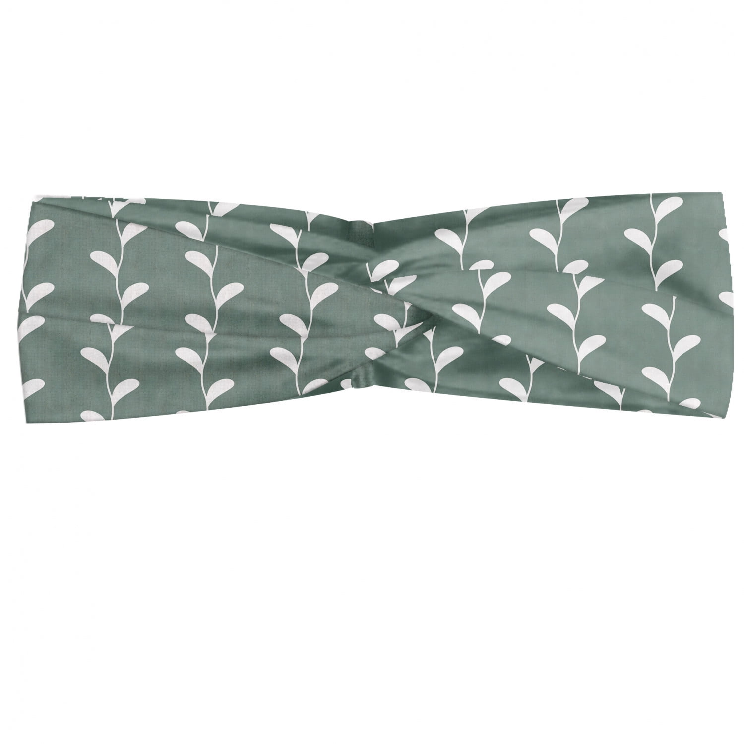 Abstract Headband, Vintage Classic Wavy Branches with Leaves Vertical ...