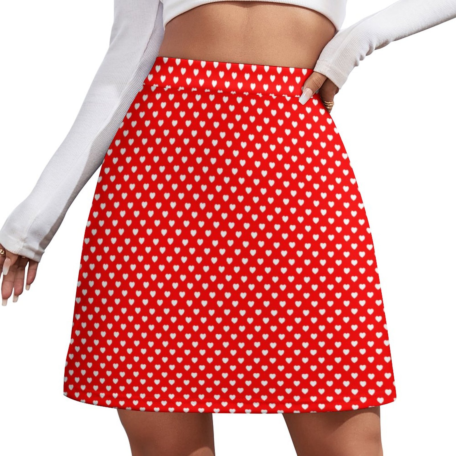 Abstract Heart Print Skirt Spring Colorful Hearts Street Wear Casual A ...