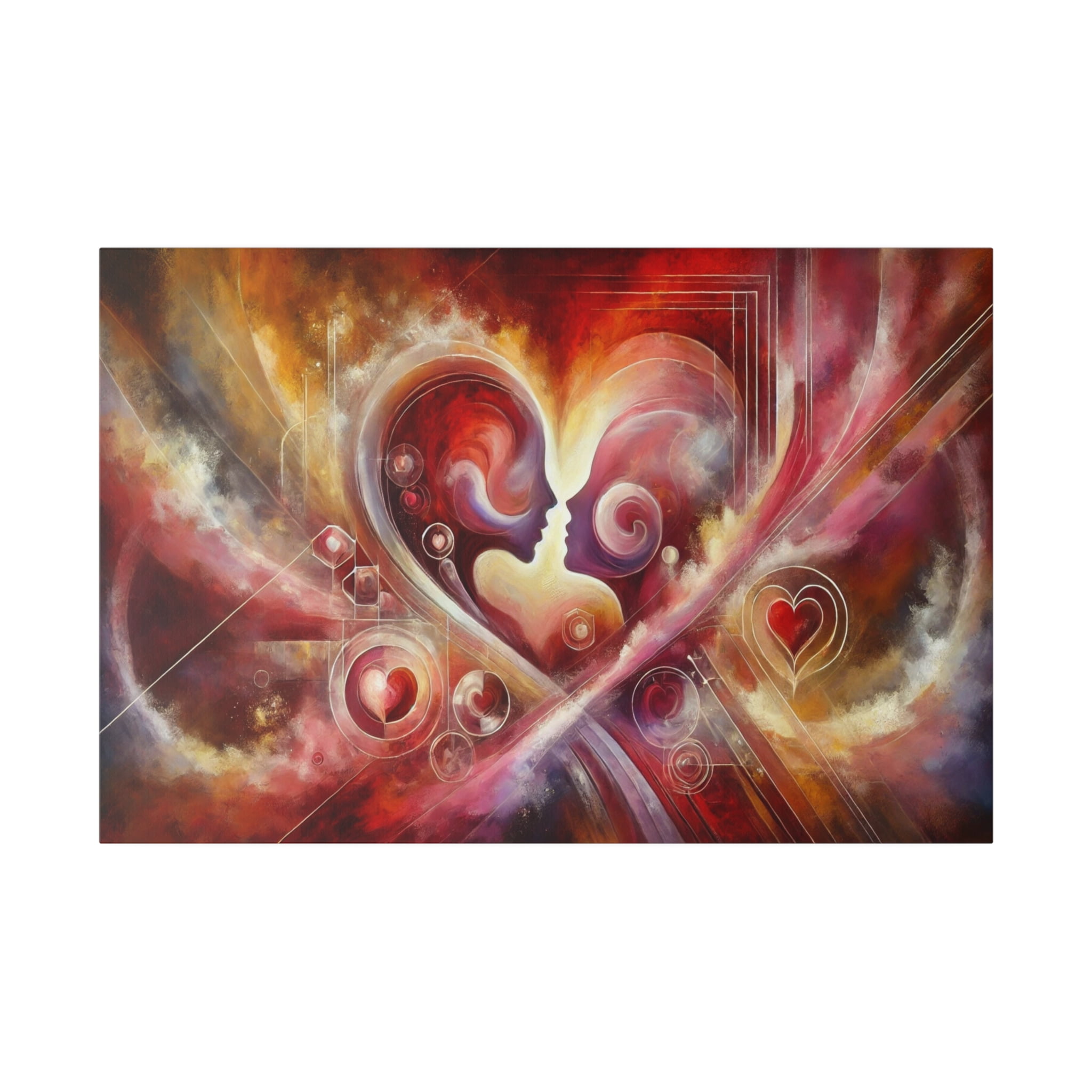 Abstract Hearts - Canvas Ready to Hang! Wall Art Decor Art Deco Heart ...