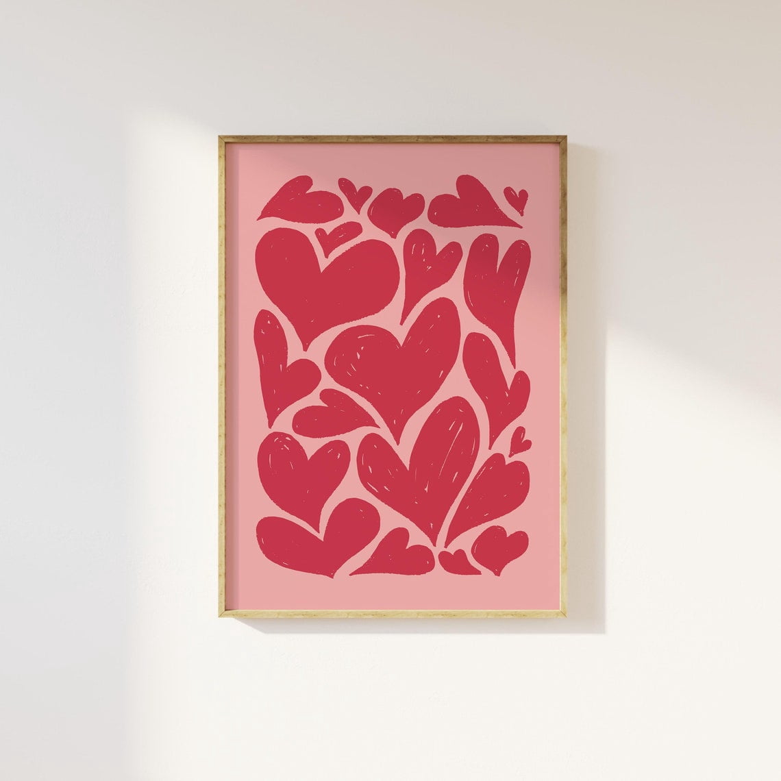 Abstract Hearts Wall Art Whimsical Valentines Day Poster Girly Cute ...