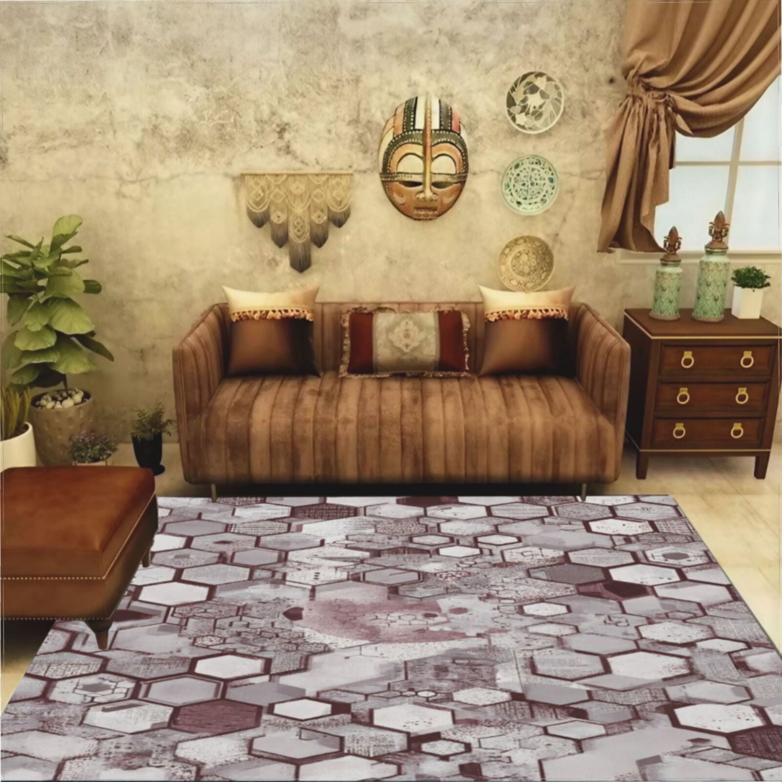 Abstract Hexagon Geometric Pattern Light Luxury Home Carpets Living ...